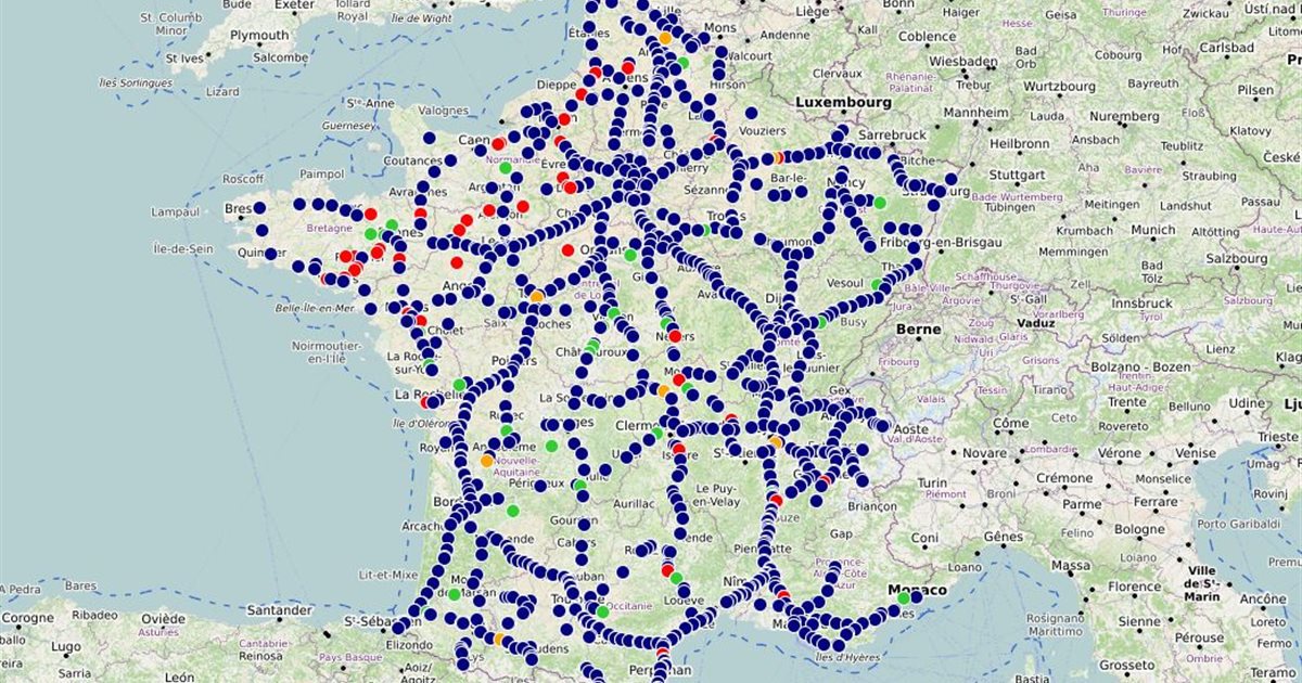A map for truckers to view open rest areas - Transport KINATRANS